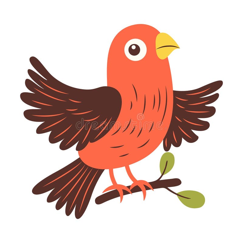 Cute Eagle Hawk Falcon Bird Animal Cartoon Character Flapping Wings on ...