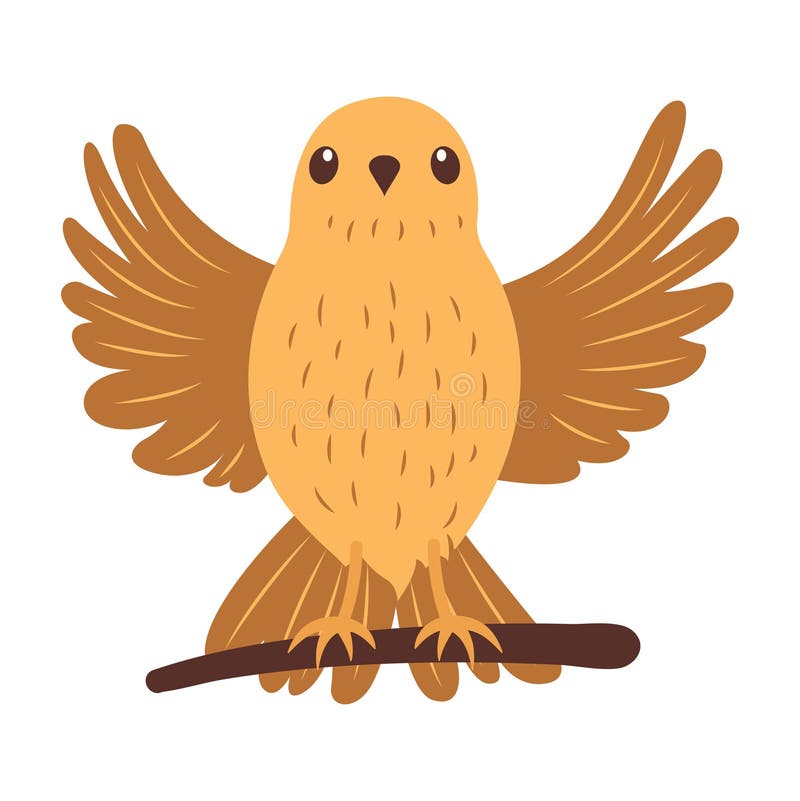 Cute Eagle Hawk Falcon Bird Animal Cartoon Character Flapping Wings on ...