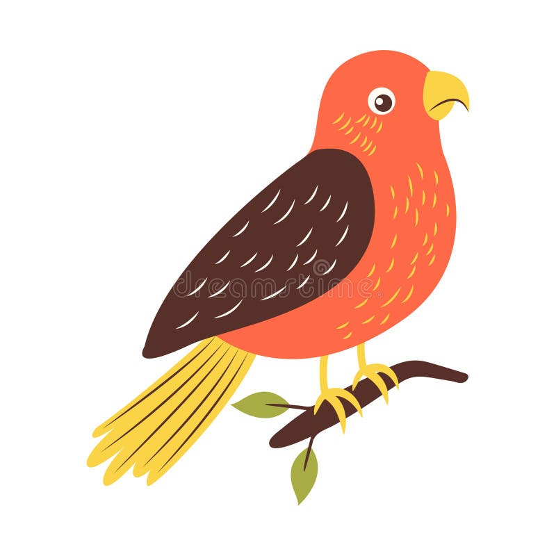 Cute Eagle Hawk Falcon Bird Animal Cartoon Character Perched on Tree ...