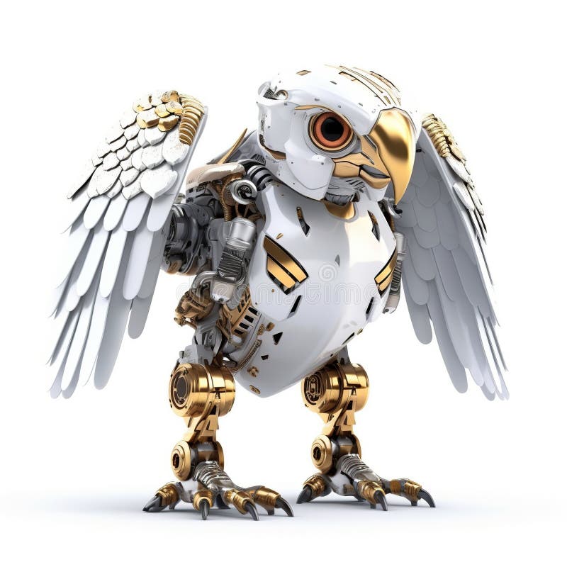 Cute Eagle Robot, Robotic Bird Isolated Over White Background. Created ...