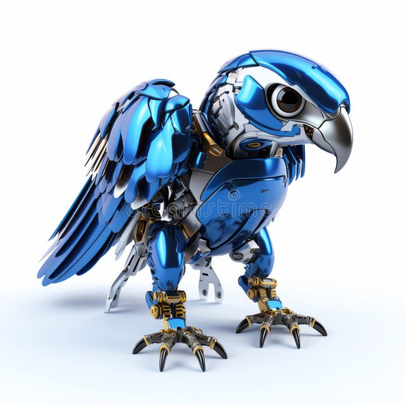 Cute Eagle Robot, Robotic Bird Isolated Over White Background. AI ...