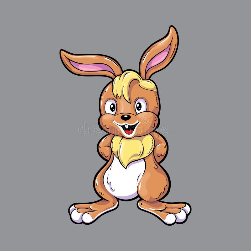 Cute Eared Brown Rabbit is Smiling. Cartoon Children Character Stock ...