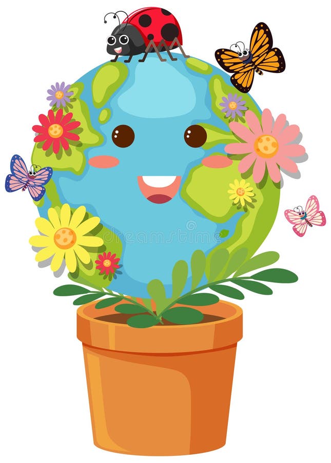 Cute Earth Character with Happy Face Expression Stock Vector ...