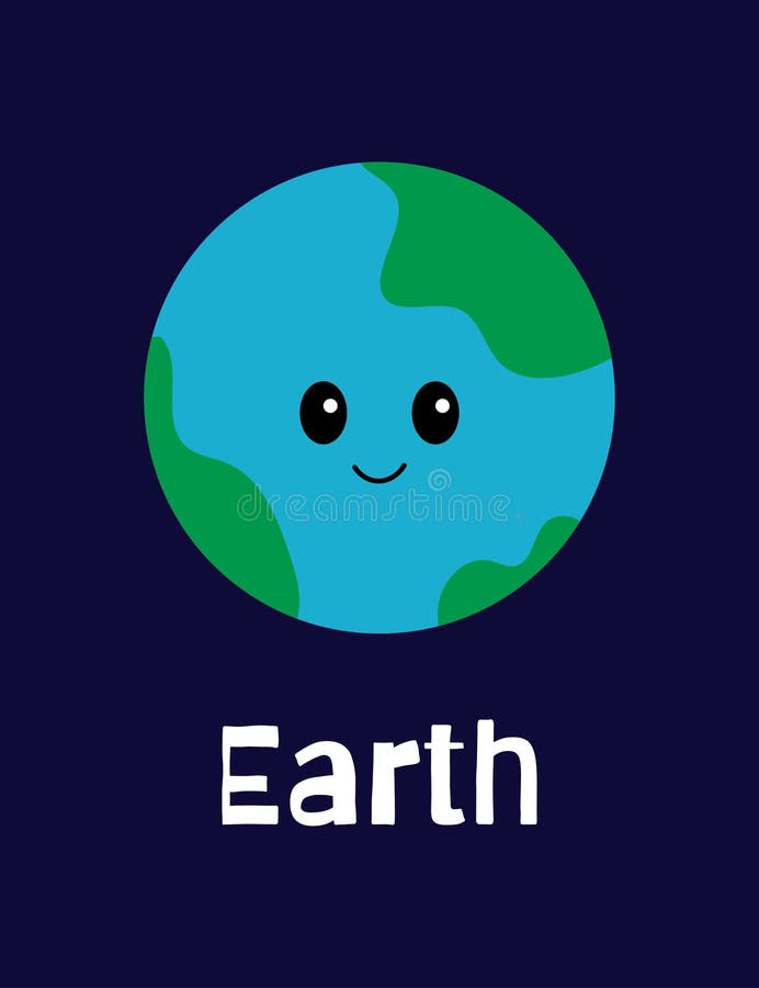 Cute Earth Illustration with Smiling Face for Environmental Awareness ...