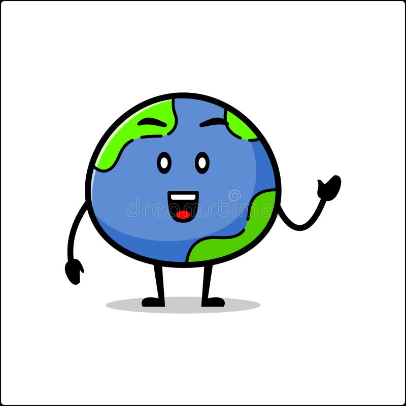 Cute Earth Mascot Vector Illustration. Globe Earth Smiling Funny Mascot ...