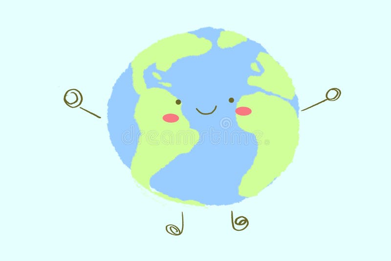 Cute Earth Planet Character Stock Illustration - Illustration of land ...