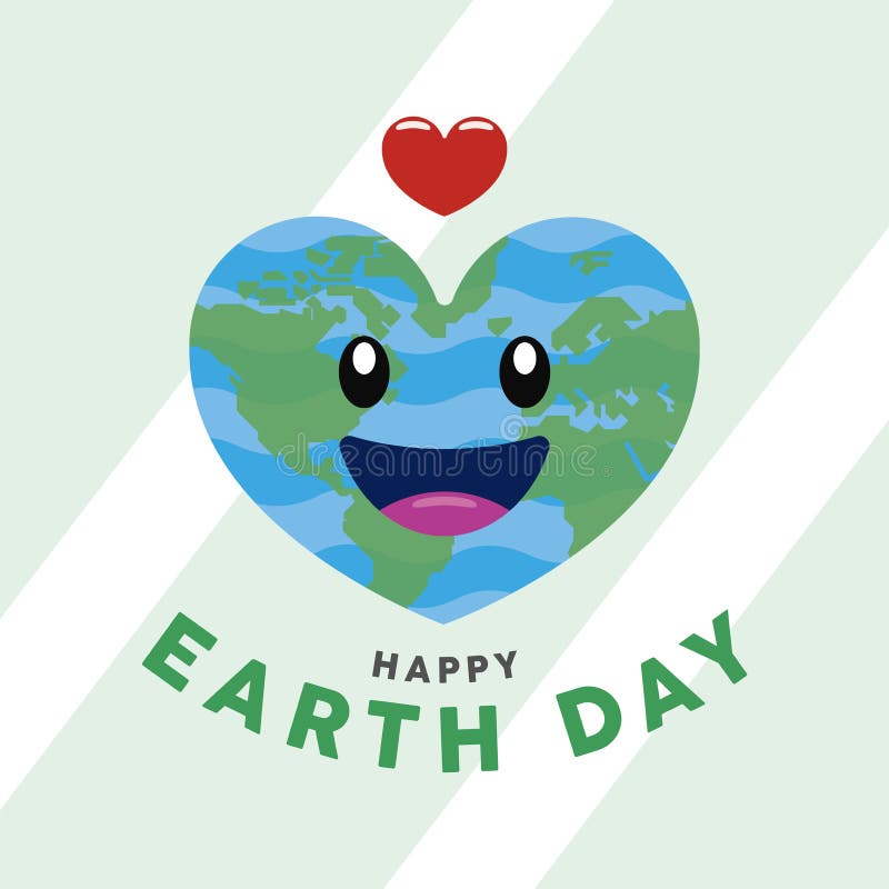 Cute Earth Planet with Heart Shape Earth Day Poster Vector Stock Vector ...