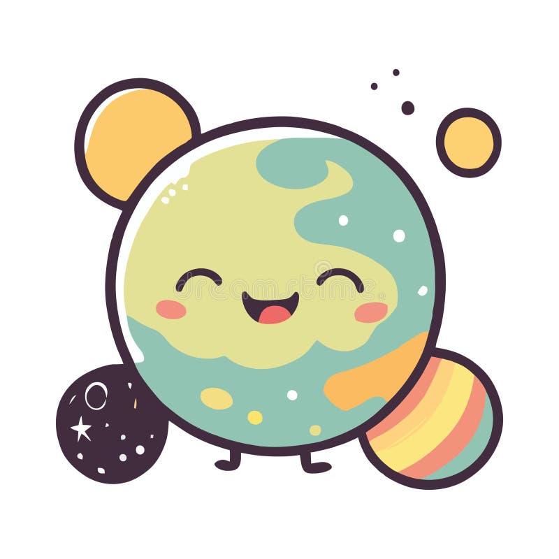 Cute Earth Planet Smiling in Space Stock Vector - Illustration of cute ...