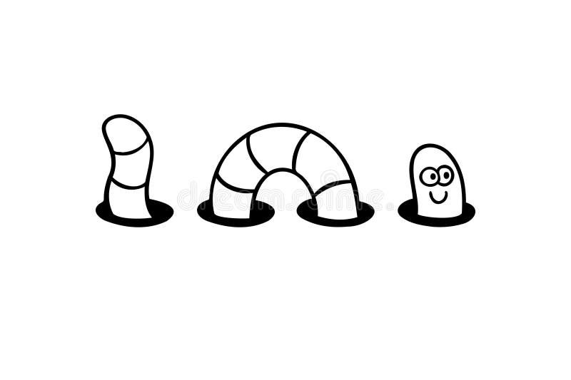 Cute Earthworm Hand Drawn Doodle Character. Drawing Earthworm Icon ...