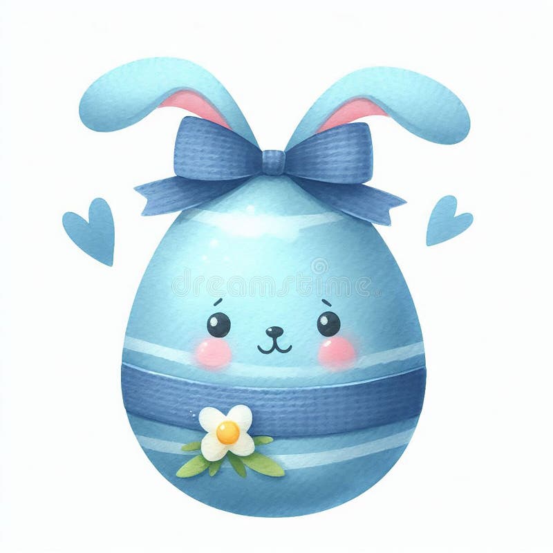 Cute Easter Blue Egg Bunny. Blue Egg Bunny. Watercolor Illustration ...