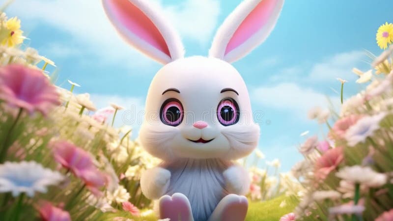 Cute Easter Bunnies Cartoon Animation Stock Video - Video of fluffy ...