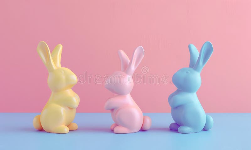 Cute Easter Bunny Background. Line of Pastel Rabbits Stock Photo ...