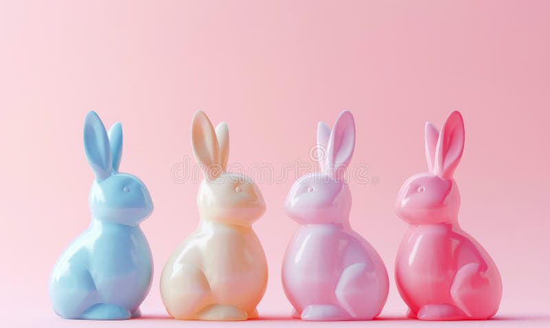 Cute Easter Bunny Background. Line of Pastel Rabbits Stock Image ...