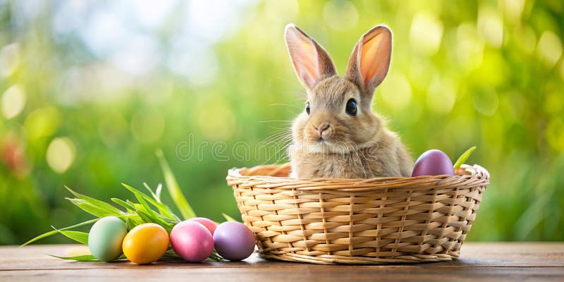 Cute Easter Bunny in Basket / Easter Eggs / Ostern / Eastern / Copy ...