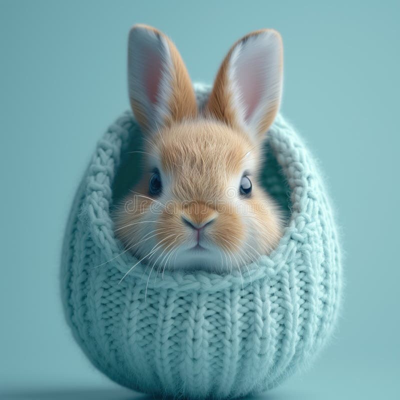 Cute Easter Bunny Blue Background Festive Stock Illustration ...