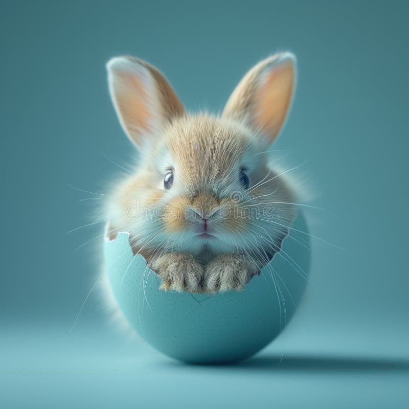 Cute Easter Bunny Blue Background Festive Stock Illustration ...