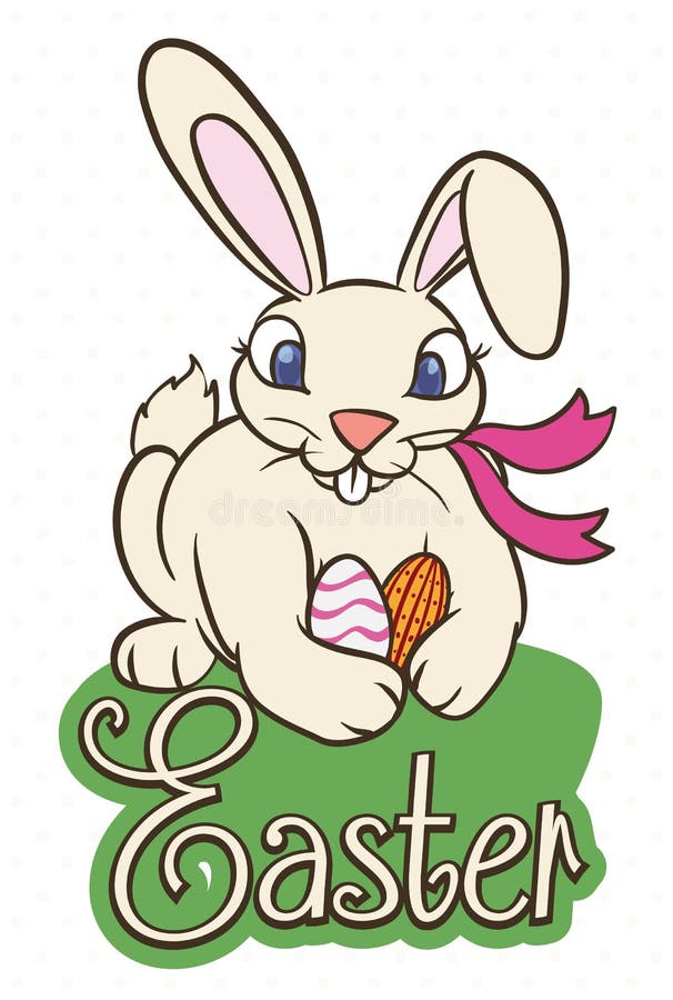 Cute Easter Bunny with Candy Eggs, Vector Illustration Stock Vector ...