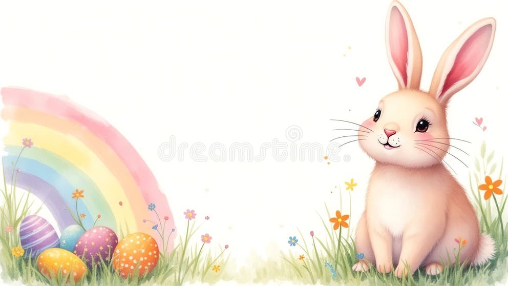 Cute Easter Bunny Card with Copy Space Stock Illustration ...