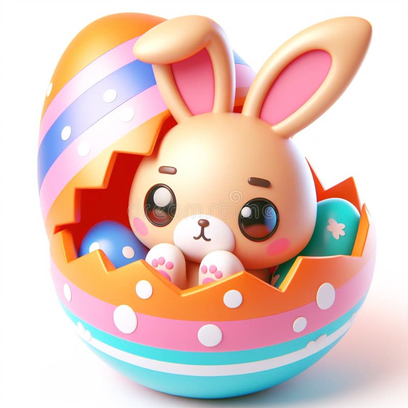 Cute Easter Bunny Cartoon. Easter Time. Card Invitation Stock ...