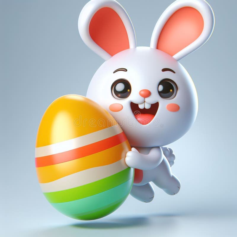 Cute Easter Bunny Cartoon. Easter Time. Card Invitation Stock ...