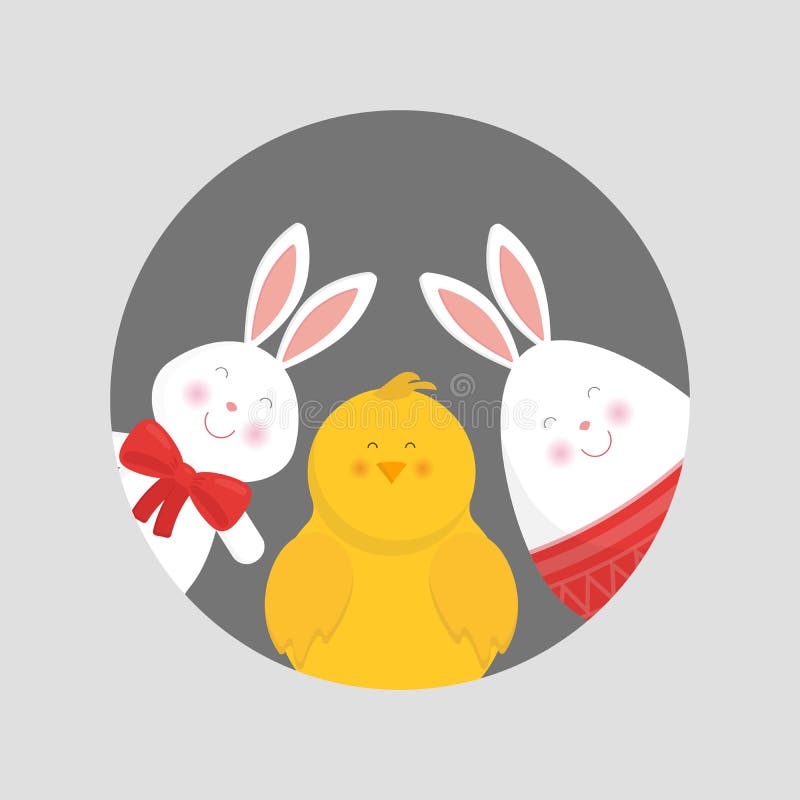 Cute Easter Bunny, Chicken and Egg Stock Illustration - Illustration of ...