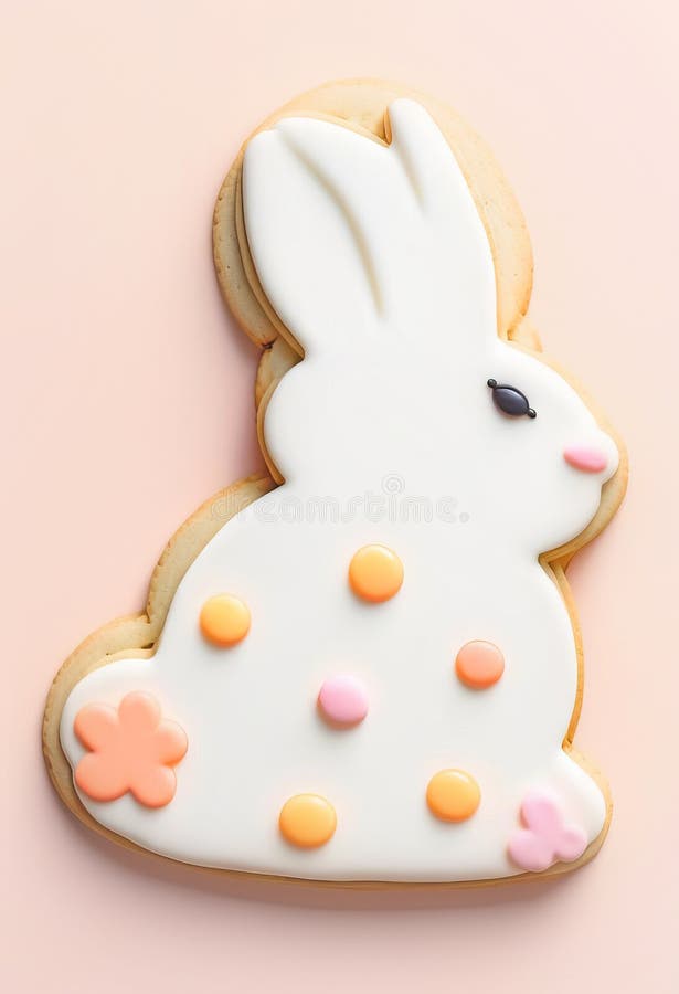Cute easter bunny cookie stock illustration. Illustration of pink ...