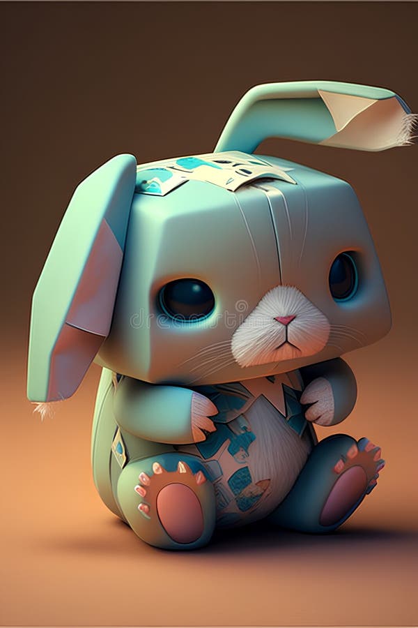 Cute Easter Bunny. 3D Render of a Cute Easter Bunny Stock Illustration ...
