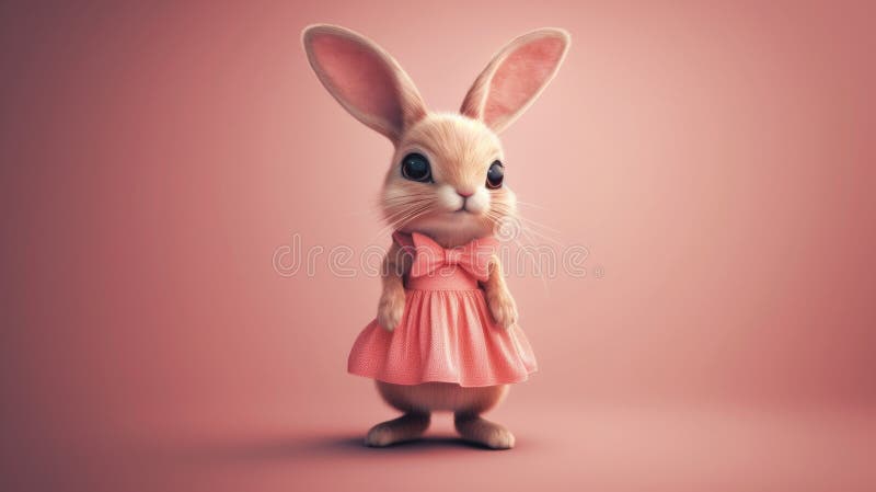 Cute Easter Bunny in a Dress. on a Plain Background. Generative AI ...