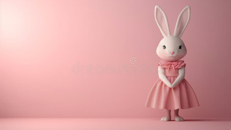 Cute Easter Bunny in a Dress. on a Plain Background. Generative AI ...