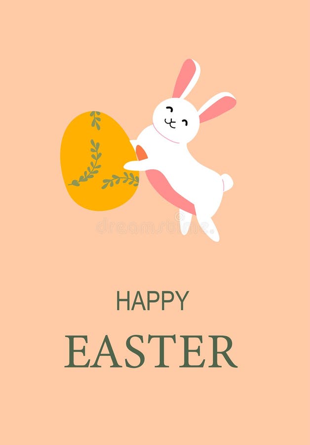 Cute Easter Bunny with Egg - Festive Greeting Card Design Stock Vector ...