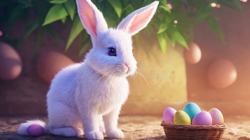 Easter Bunny with Eggs AI Generated Using Generative AI Stock ...
