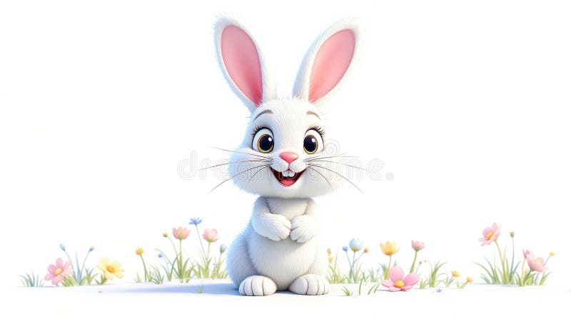 Cute Easter Bunny with Eggs, a Fun Spring Holiday Illustration Stock ...