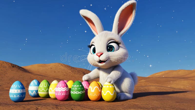 Cute Easter Bunny and Eggs Illustrations Stock Footage - Video of ...