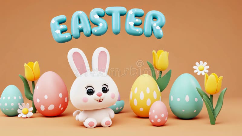 Cute Easter Bunny and Eggs Illustrations Stock Video - Video of easter ...