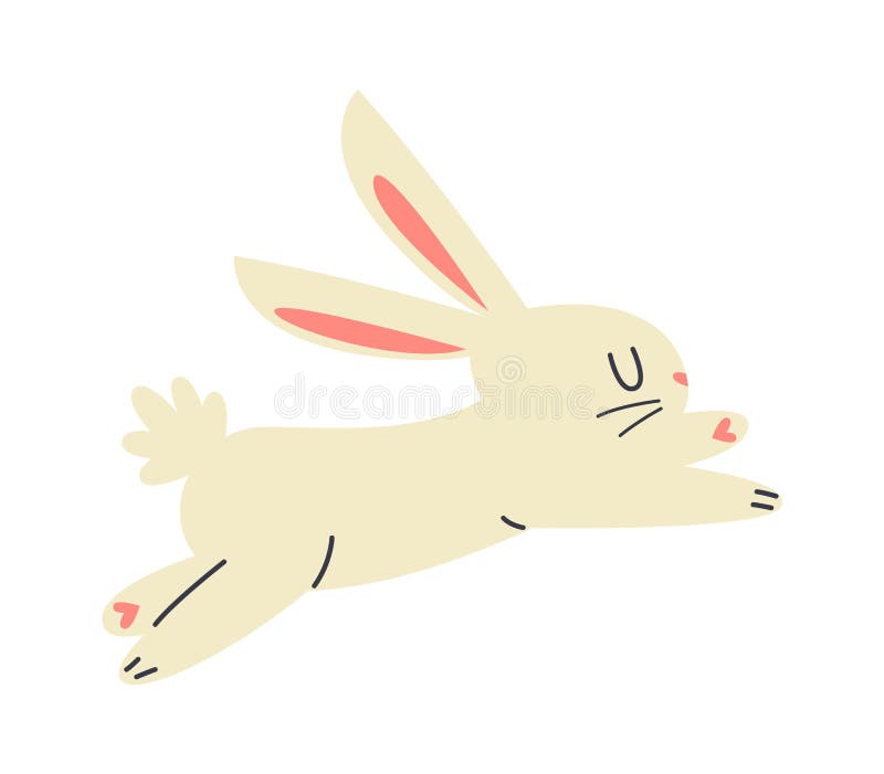 Cute Easter Bunny Flat Icon Animal Run Easter Holiday Element Stock Vector - Illustration of ...