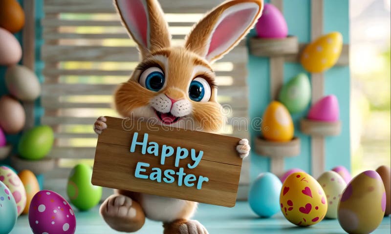 Cute Easter Bunny with Greeting Message Stock Footage - Video of ...
