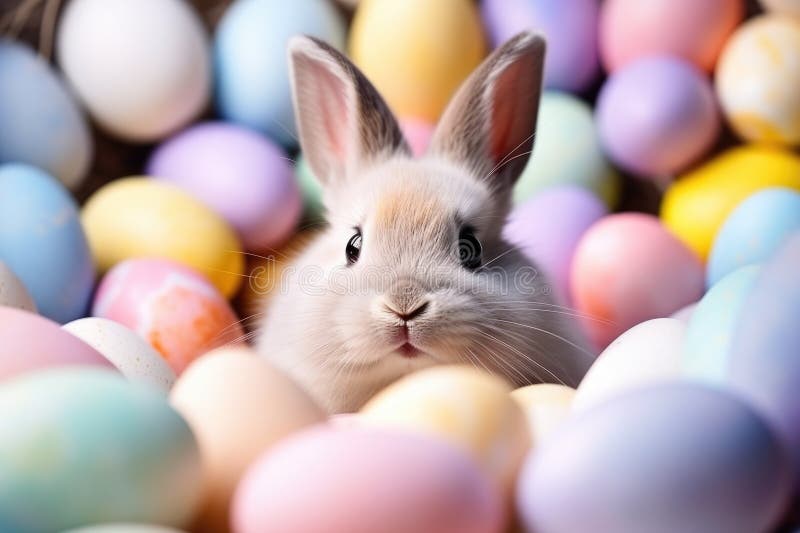 Cute Easter Bunny Hiding Eggs for Easter - Stock Picture Stock ...