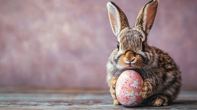 Cute Easter Bunny Holding an Egg (2 Stock Illustration - Illustration ...