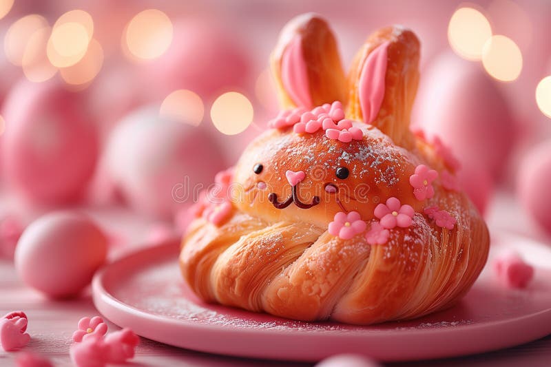 Cute Easter Bunny Like a Delicious Pastry Stock Illustration ...