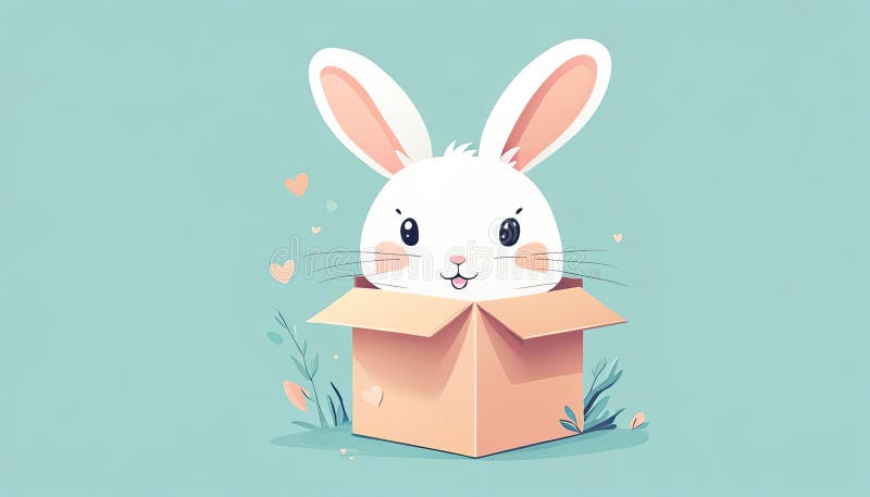 Cute Easter Bunny in a Parcel Delivery with Copy Space Stock ...