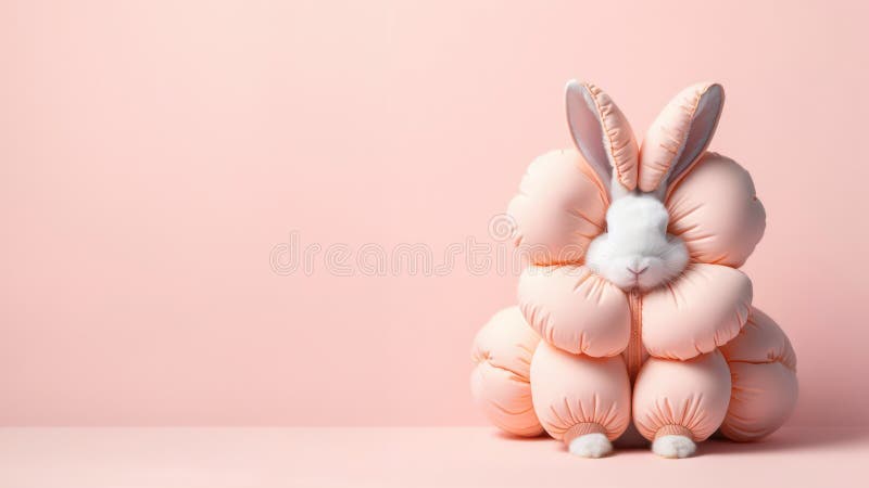 Cute Easter Bunny on Pastel Color Background. Happy Easter Concept ...
