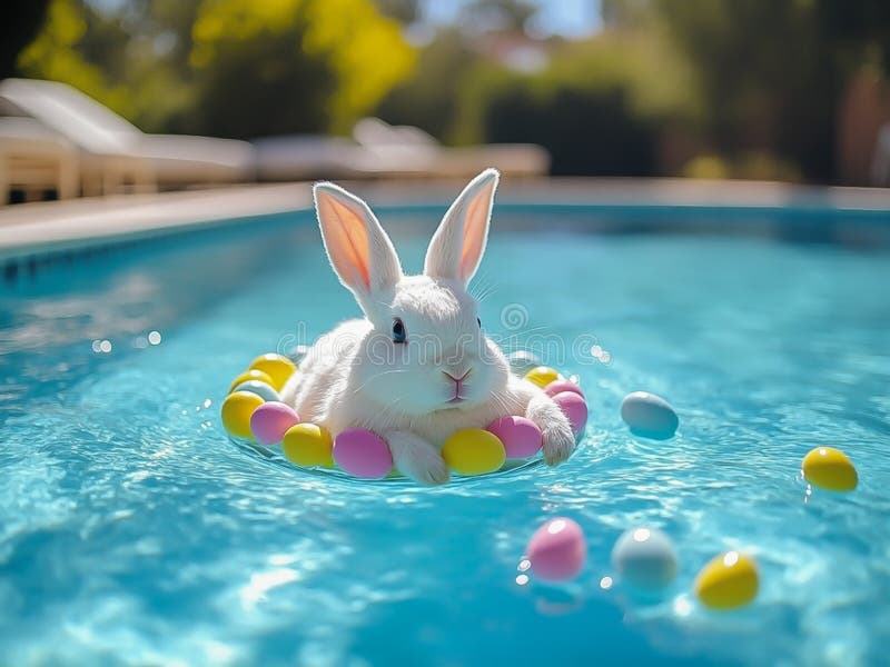 Easter Bunny Swimming Stock Illustrations – 132 Easter Bunny Swimming ...