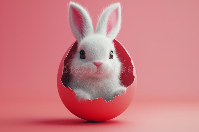 Cute Easter Bunny Rabbit in an Easter Egg Shell Stock Photo - Image of ...