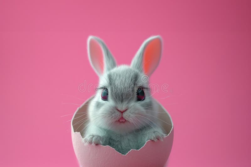 Cute Easter Bunny Rabbit in an Easter Egg Shell Stock Image - Image of ...