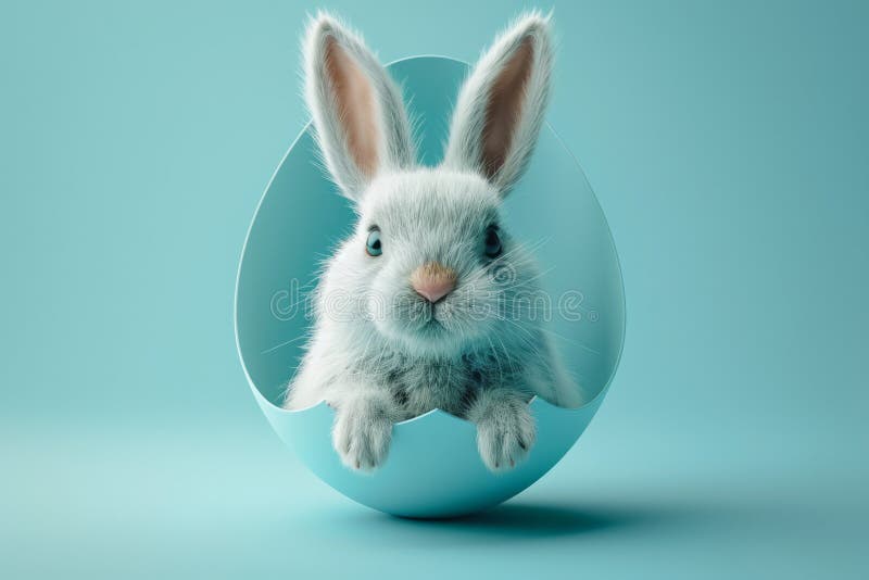 Cute Easter Bunny Rabbit in an Easter Egg Shell Stock Image - Image of ...