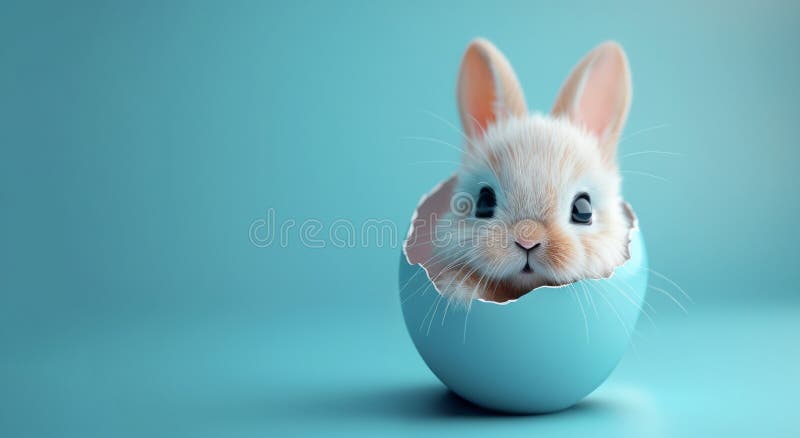 Cute Easter Bunny Rabbit in an Easter Egg Shell Stock Image - Image of ...
