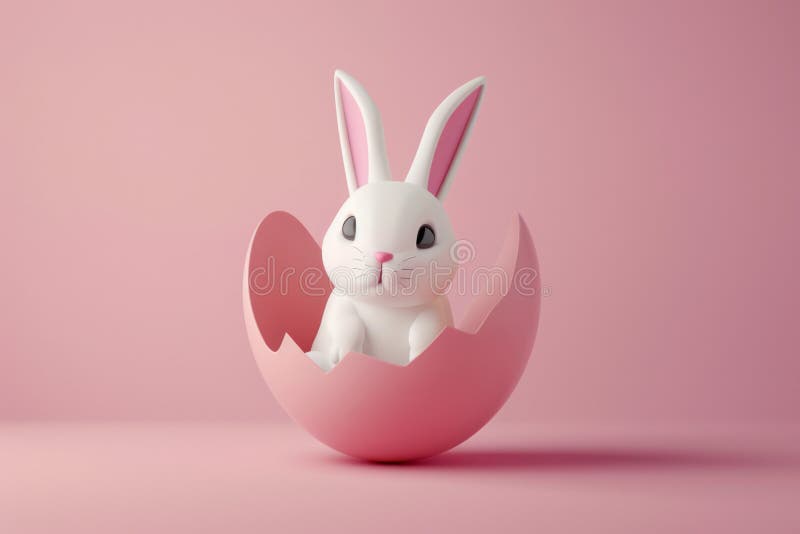Cute Easter Bunny Rabbit in an Easter Egg Shell Stock Image - Image of ...