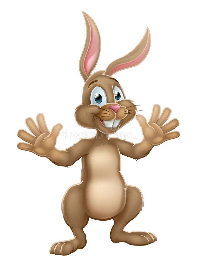 Cute Easter Bunny Rabbit Waving Stock Vector - Illustration of funny ...