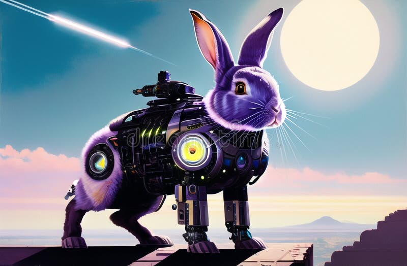 Cute Easter Bunny Robot in Creative Background. Easter Theme Design ...