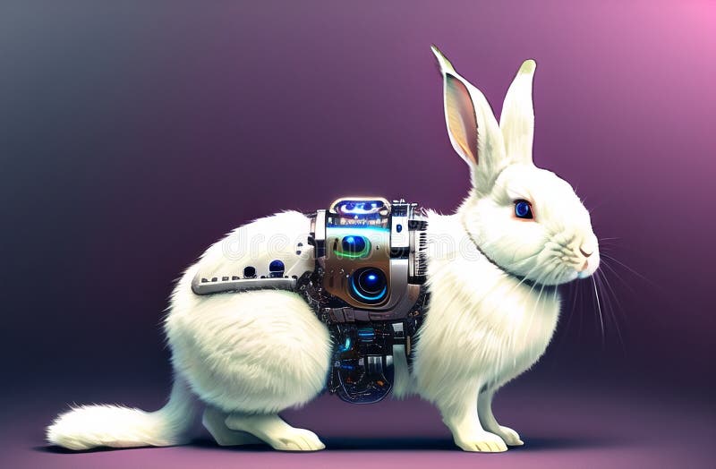 Cute Easter Bunny Robot in Creative Background. Easter Theme Design ...